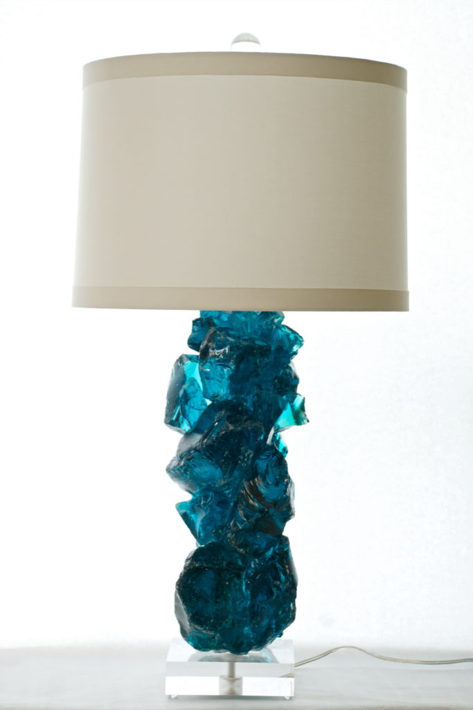 Teal glass lamp - creation of harmony within the room - Warisan Lighting
